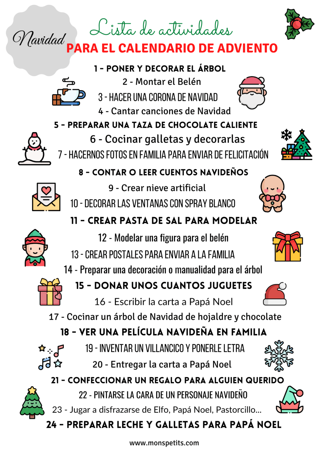 24 ideas y actividades para el calendario de adviento con imprimibles ...