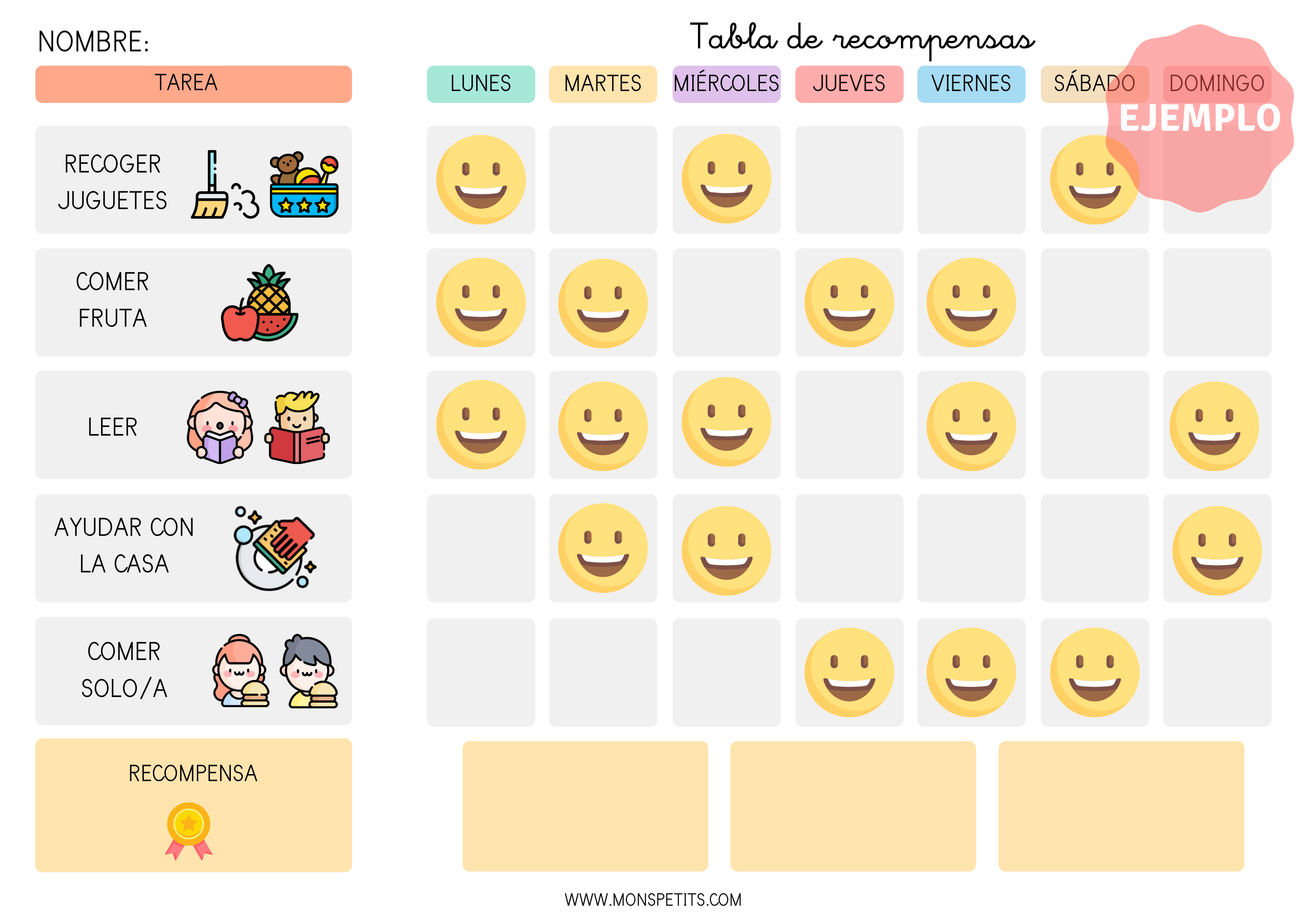 Tabla De Recompensas Para Niños Descarga Gratuita En Pdf Para Imprimir