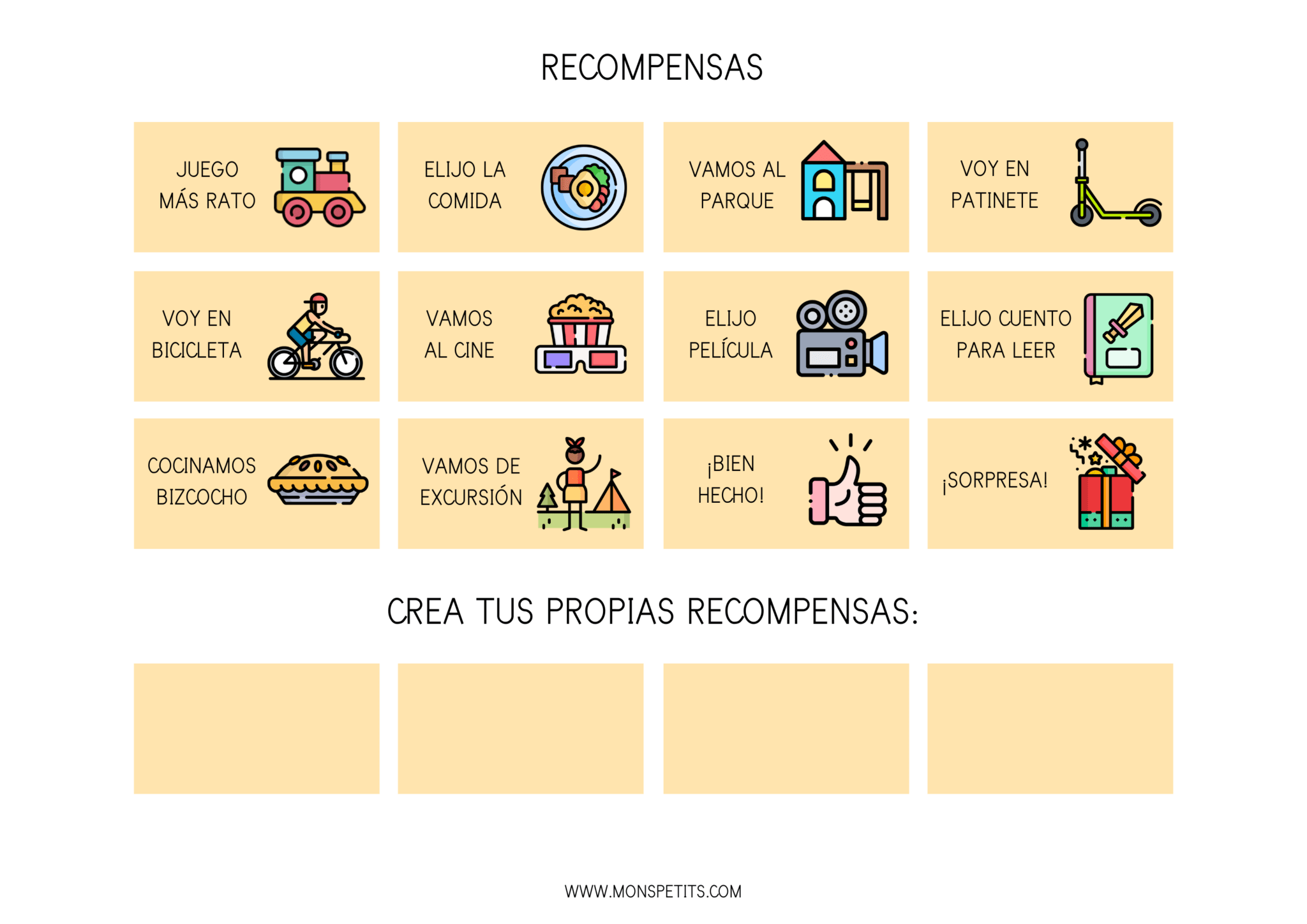 Tabla de recompensas para descargar e imprimir – MonsPetits