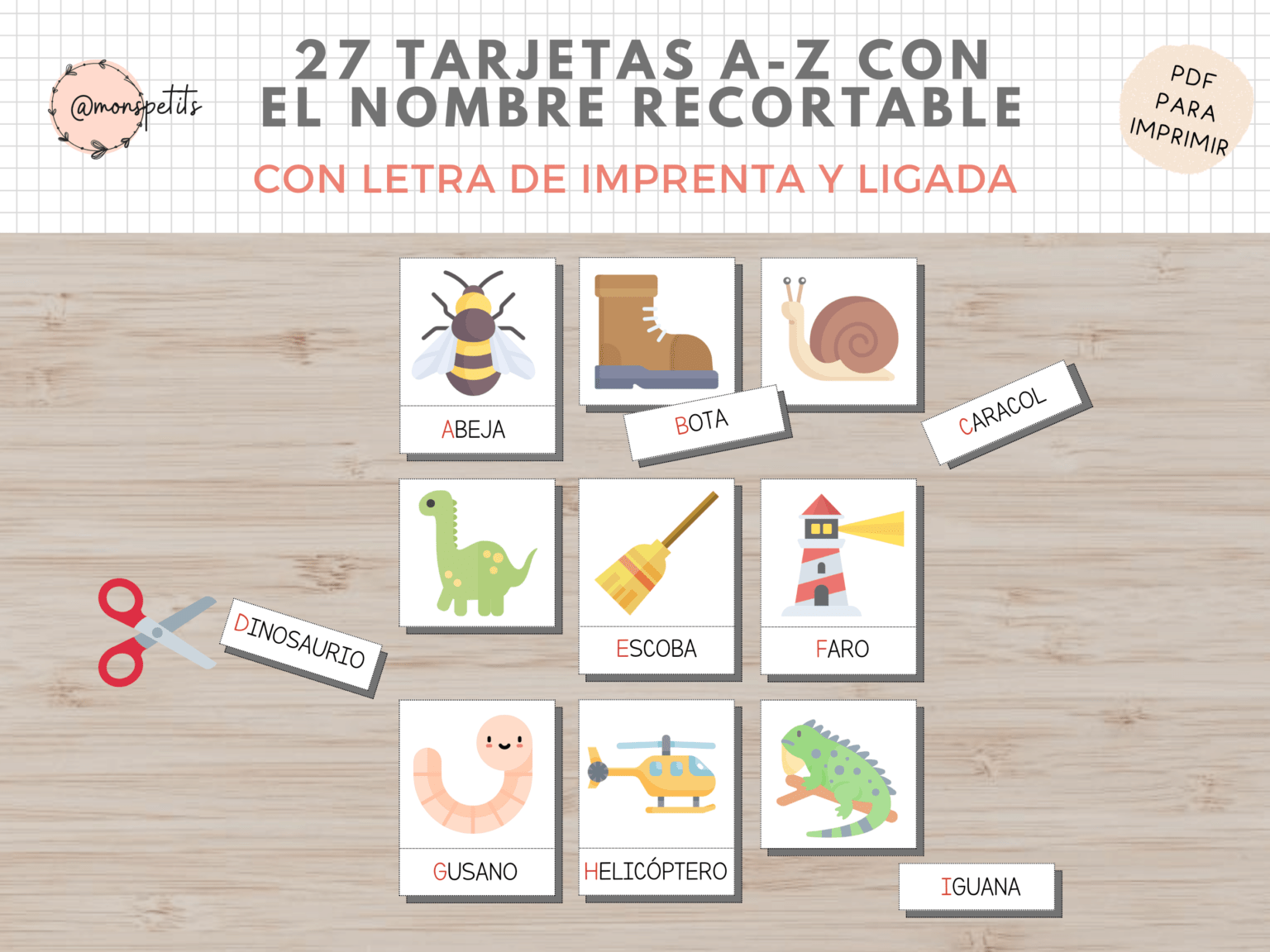 Imprimible de tarjetas de lectura y escritura para niños – MonsPetits