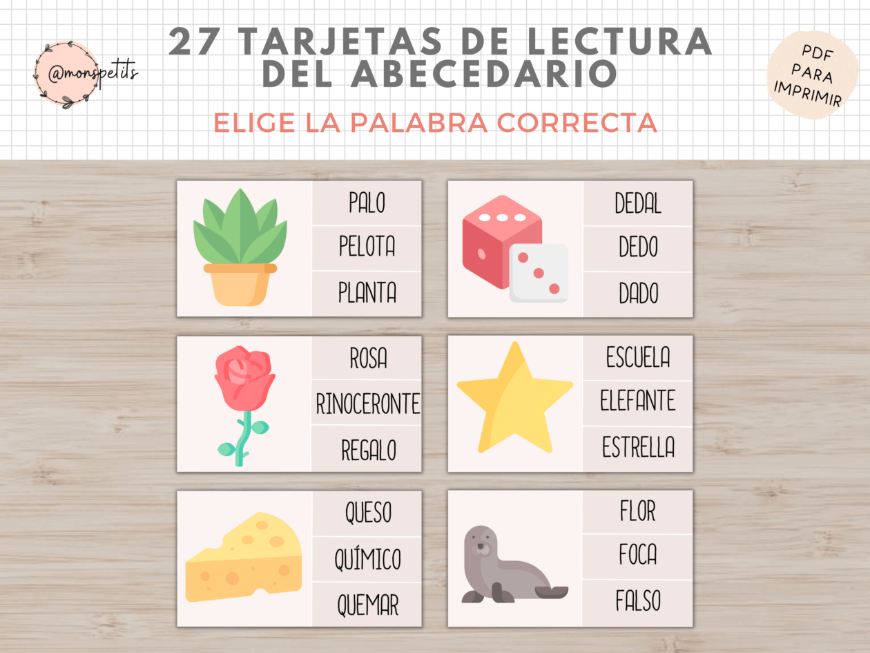 Imprimible de tarjetas de lectura y escritura para niños – MonsPetits