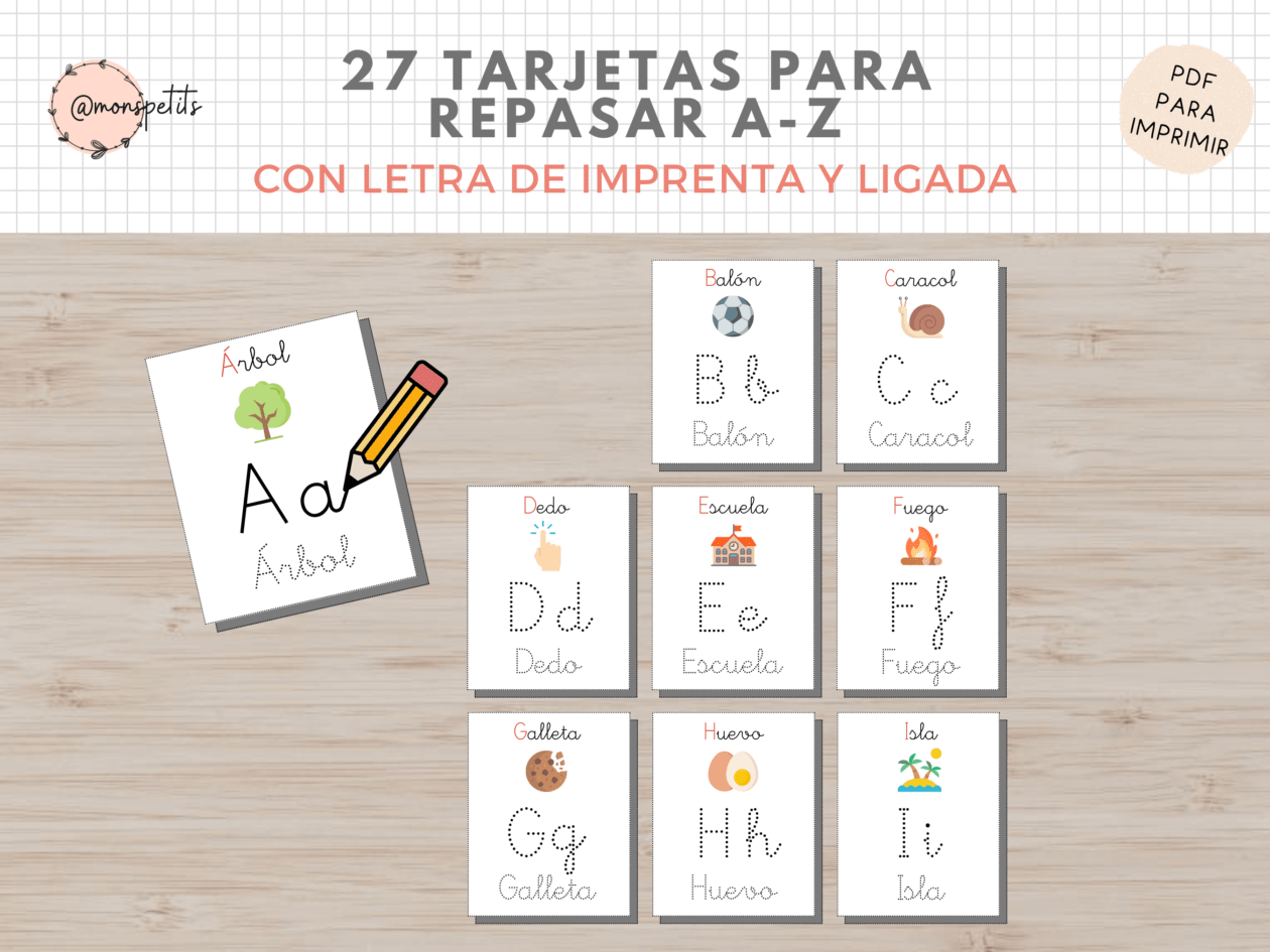 Imprimible de tarjetas de lectura y escritura para niños – MonsPetits