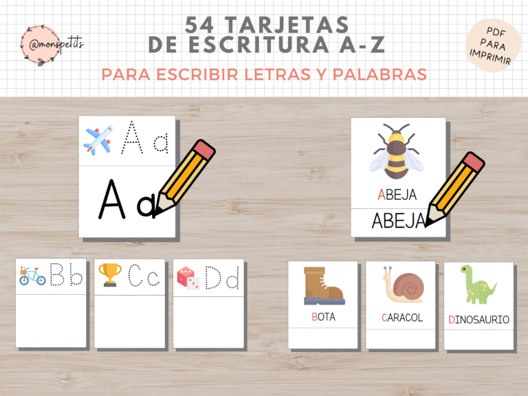 Imprimible de tarjetas de lectura y escritura para niños – MonsPetits