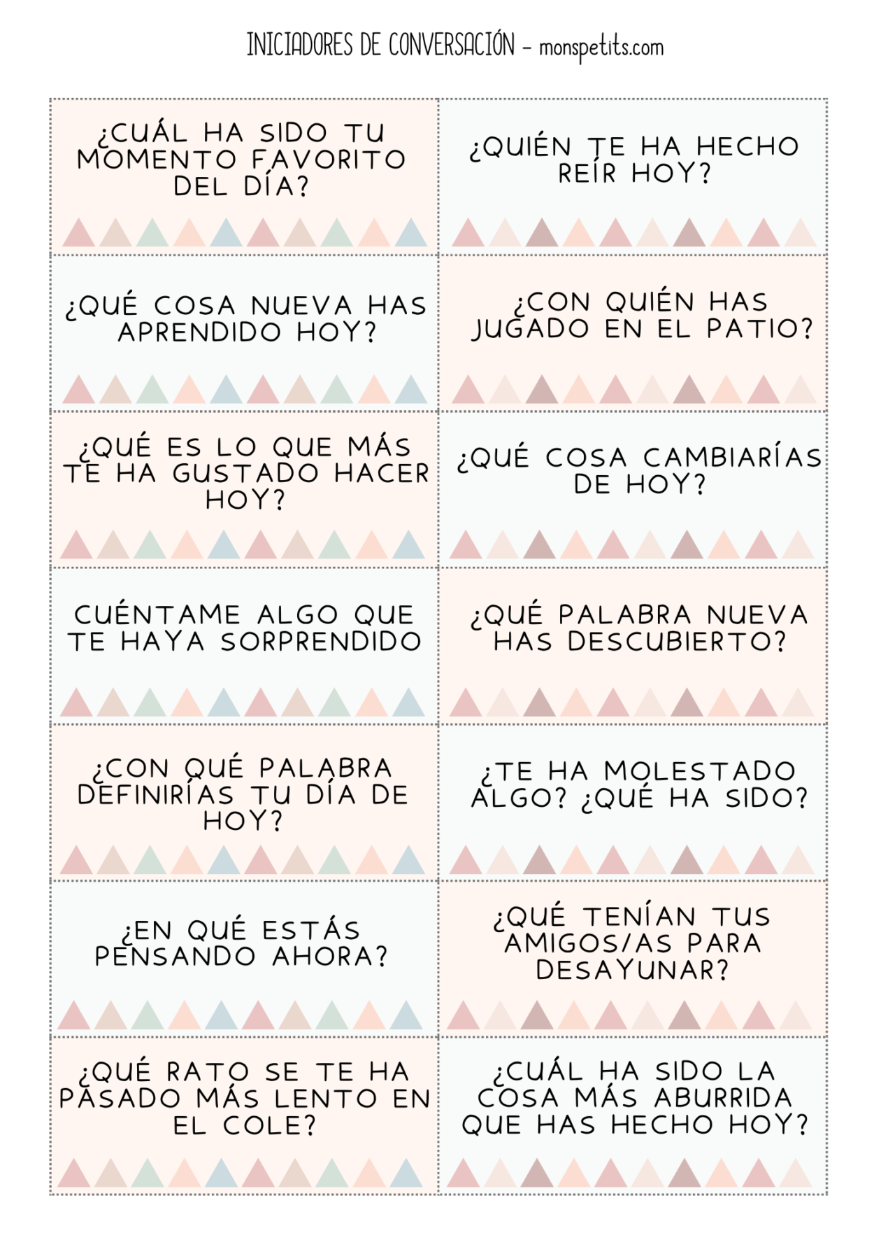 50 Iniciadores de conversación para niños/as con imprimible gratis ...