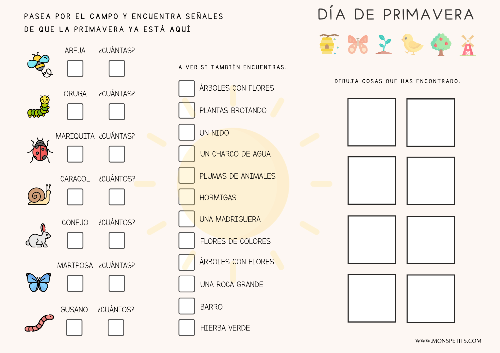 Imprimibles de primavera para aprender de forma autónoma + imprimible ...