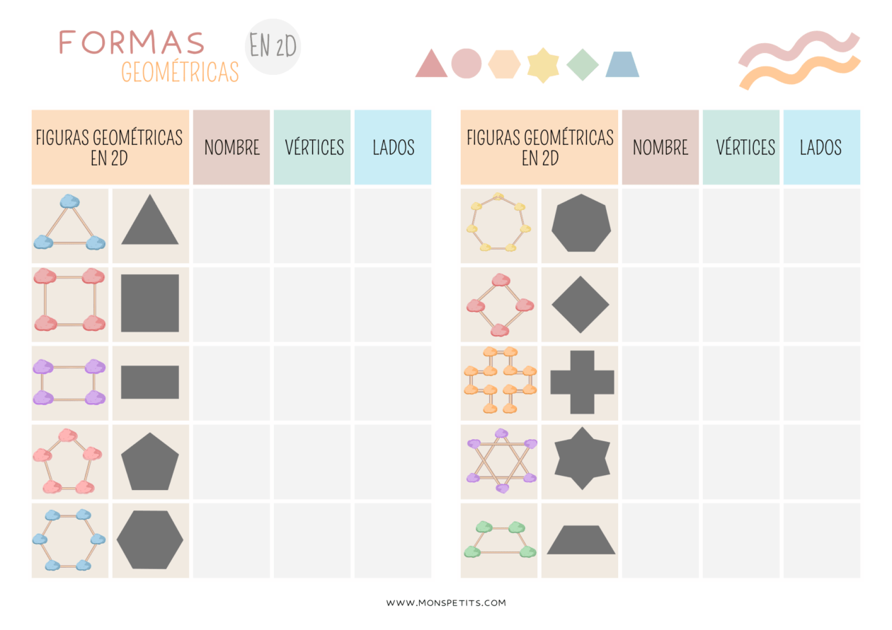 Tarjetas imprimibles GRATIS para crear formas geométricas con palillos ...