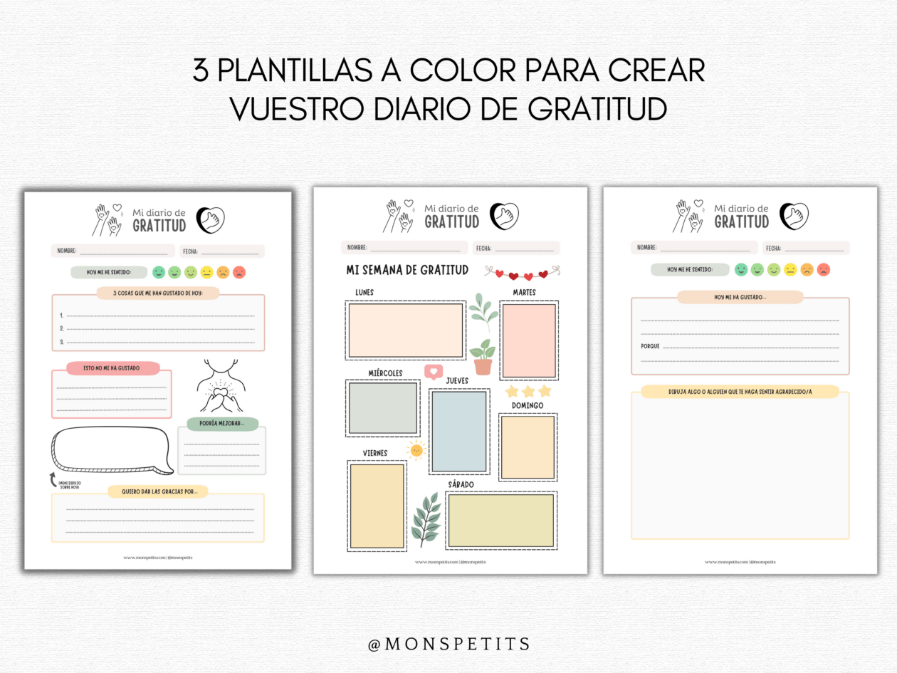 Diario de Gratitud Imprimible para Niños/as – MonsPetits