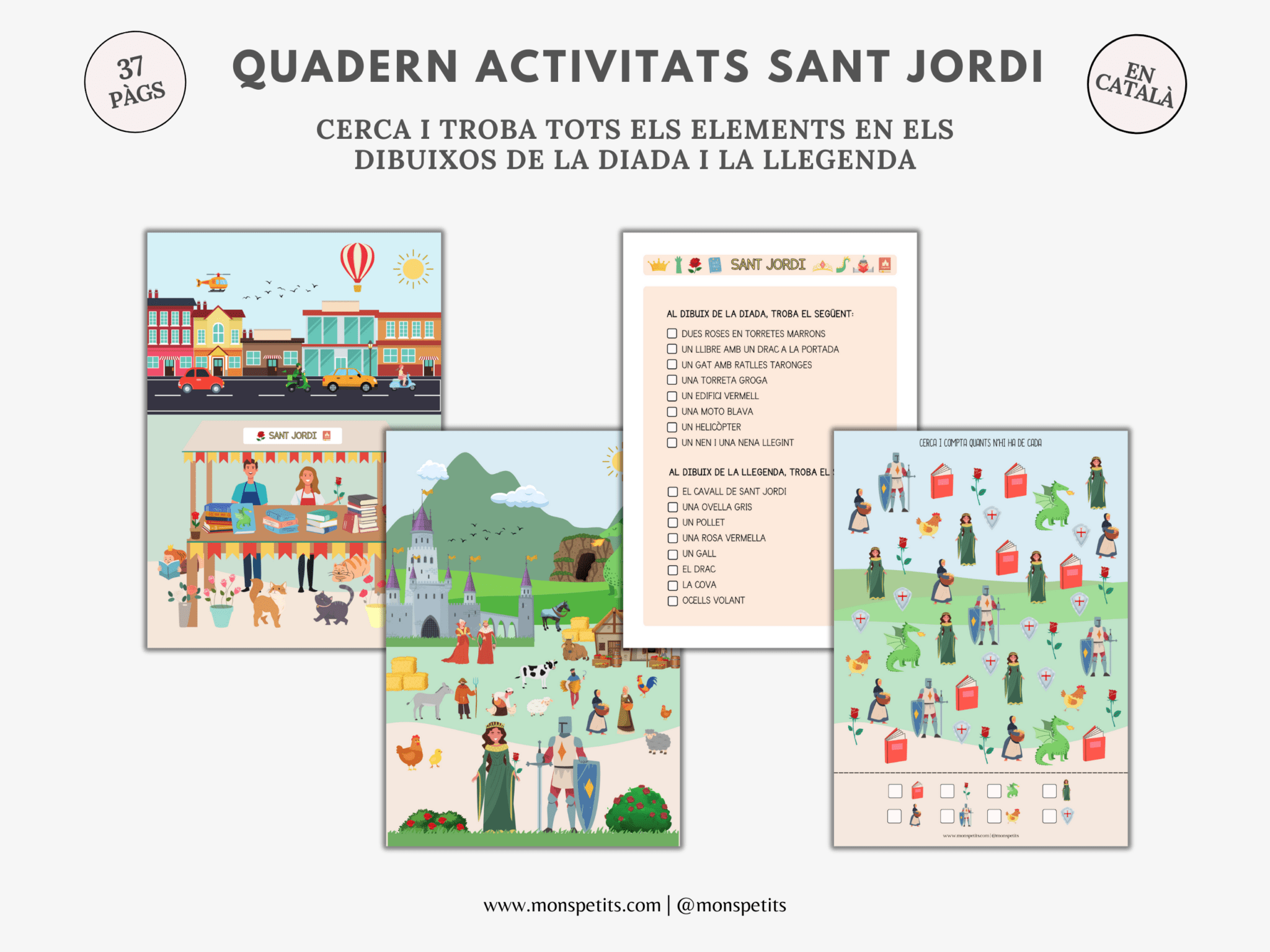 Cuaderno imprimible para trabajar Sant Jordi en educación infantil ...