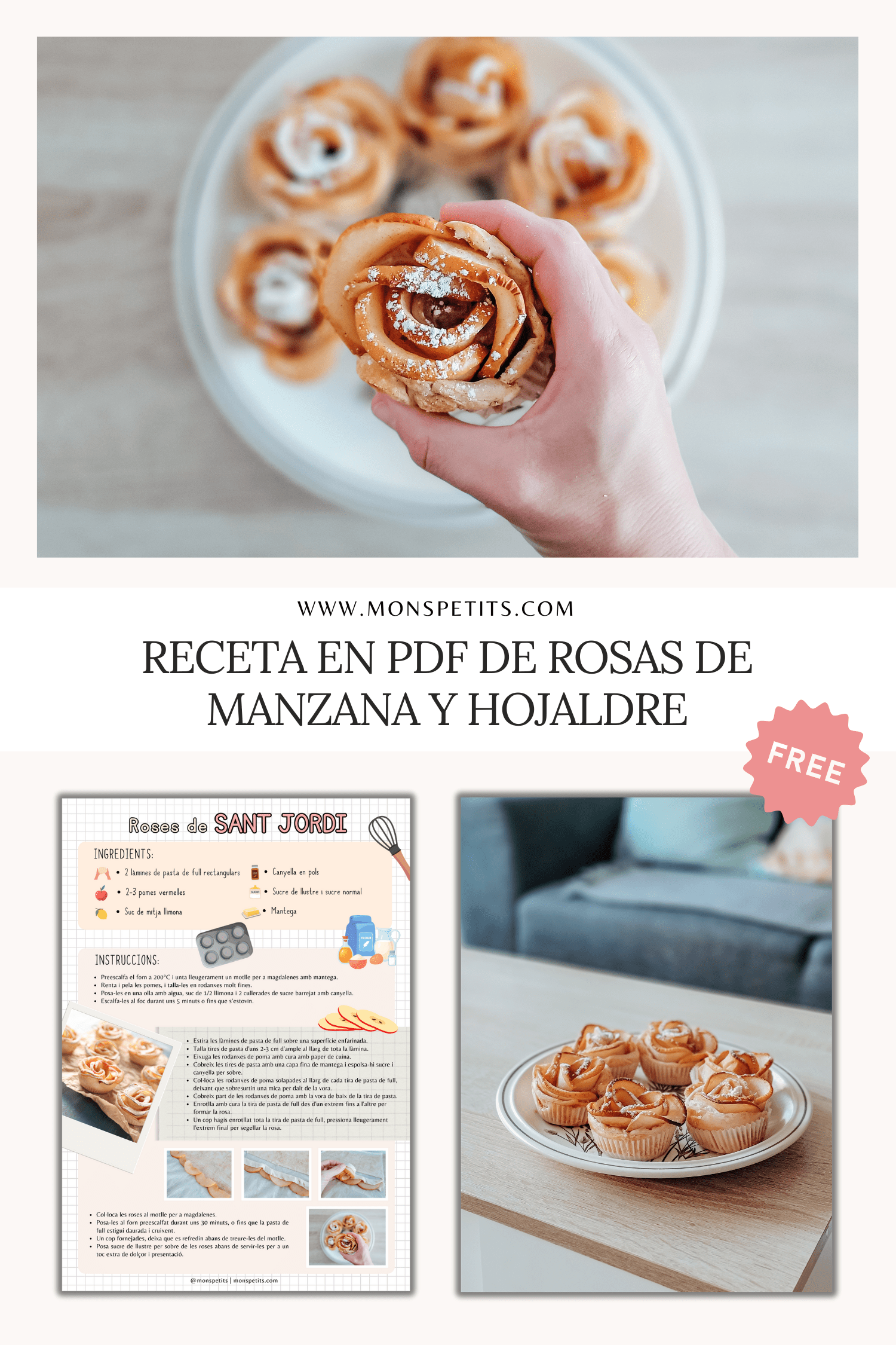 Receta fácil de rosas de manzana y hojaldre con imprimible gratis ...