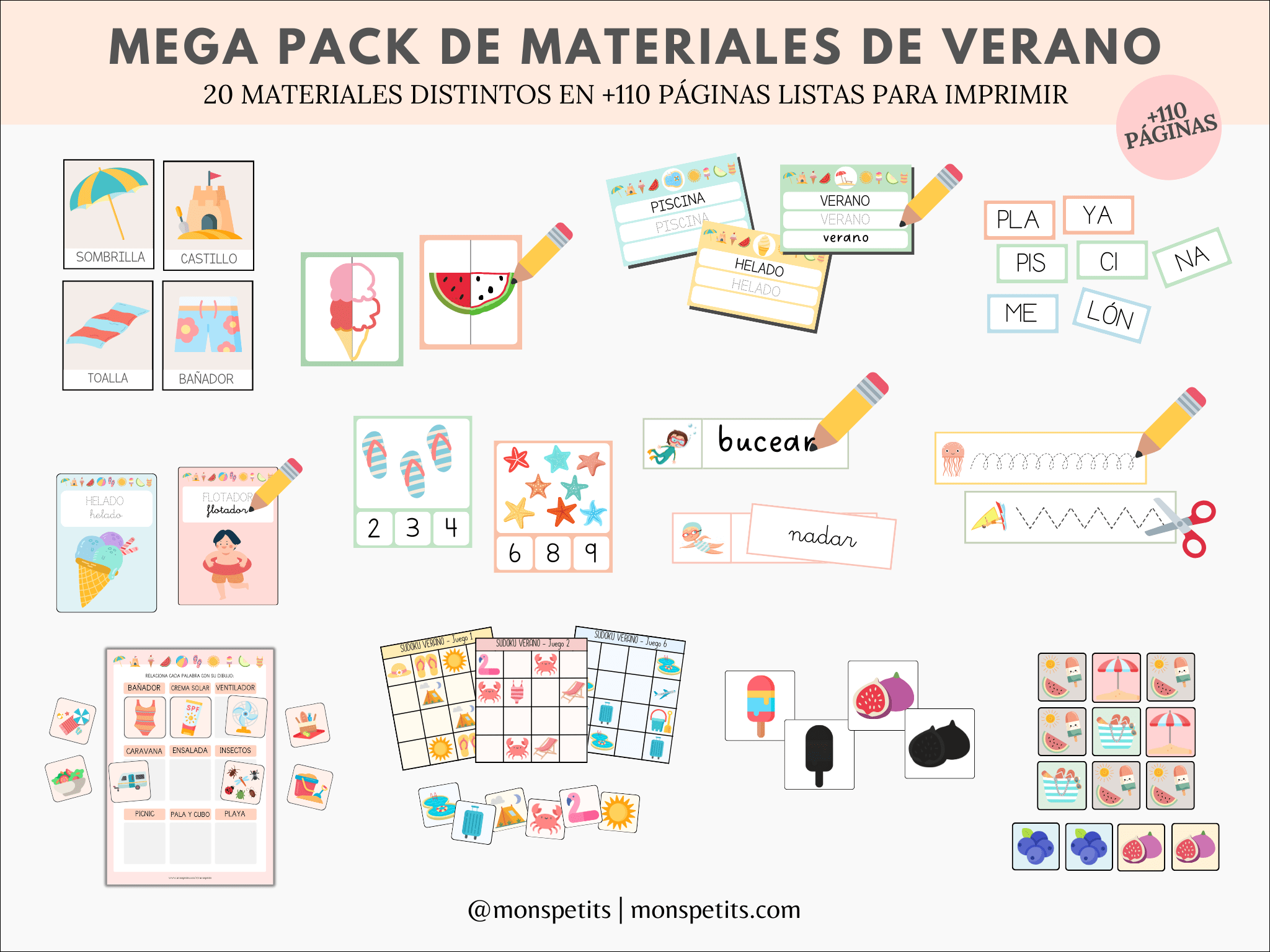 Descubre el Mega Pack de 20 Actividades de Verano Imprimibles – MonsPetits