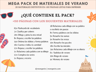 Descubre el Mega Pack de 20 Actividades de Verano Imprimibles – MonsPetits
