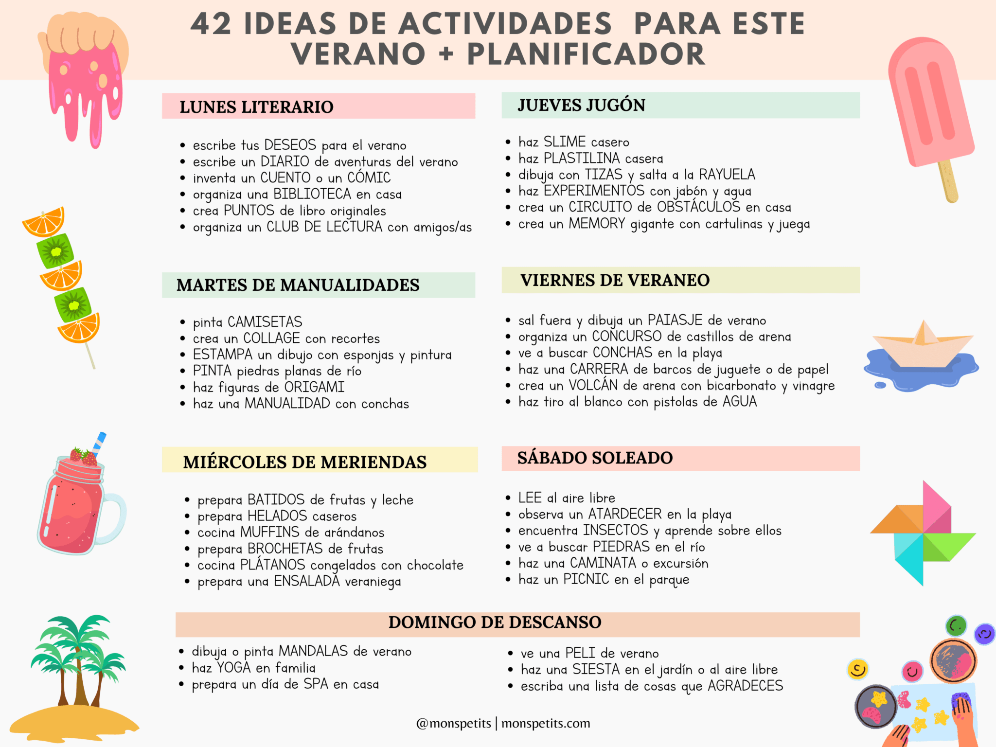 42 Ideas de Actividades Educativas para Este Verano – MonsPetits