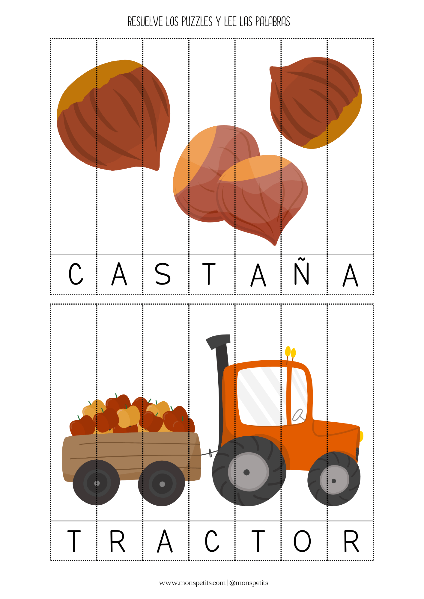 Refuerza el vocabulario de otoño con estos puzzles imprimibles ...