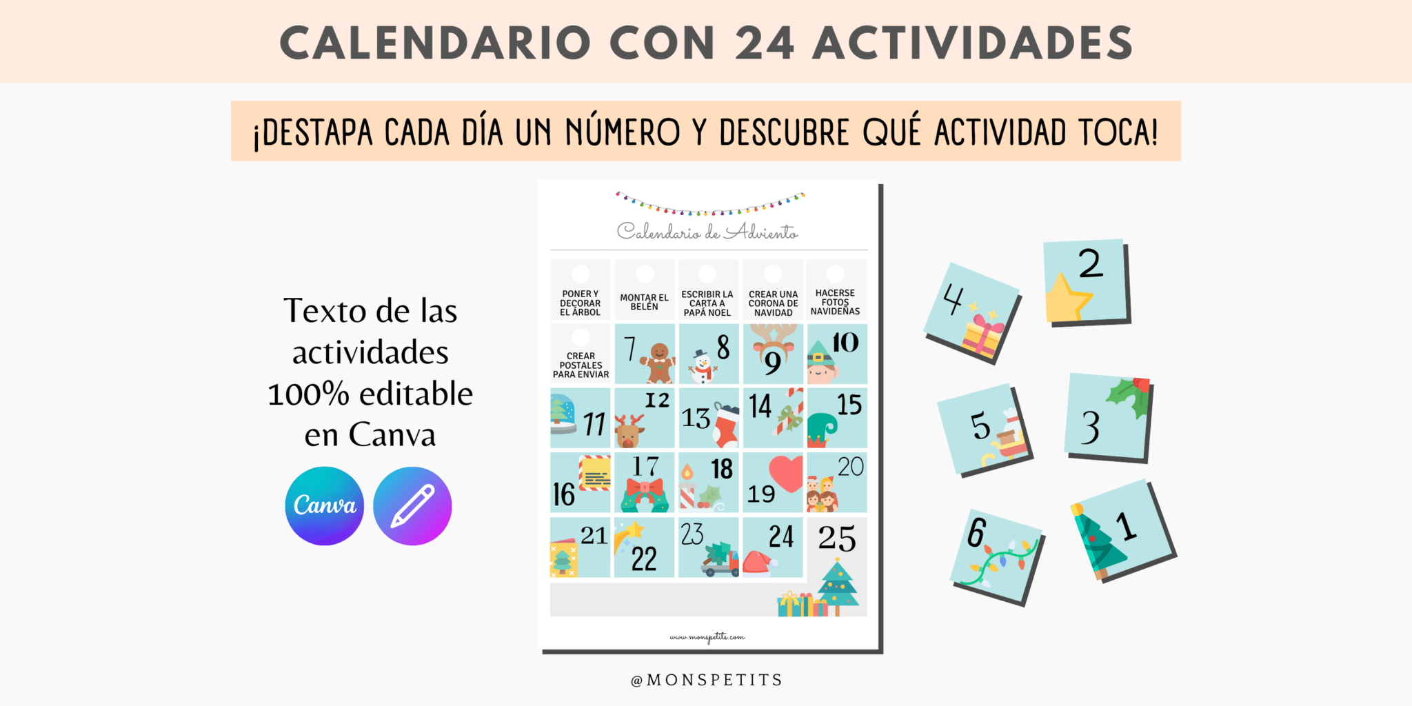 Crea tu propio calendario de Adviento fácil y personalizado + pdfs ...