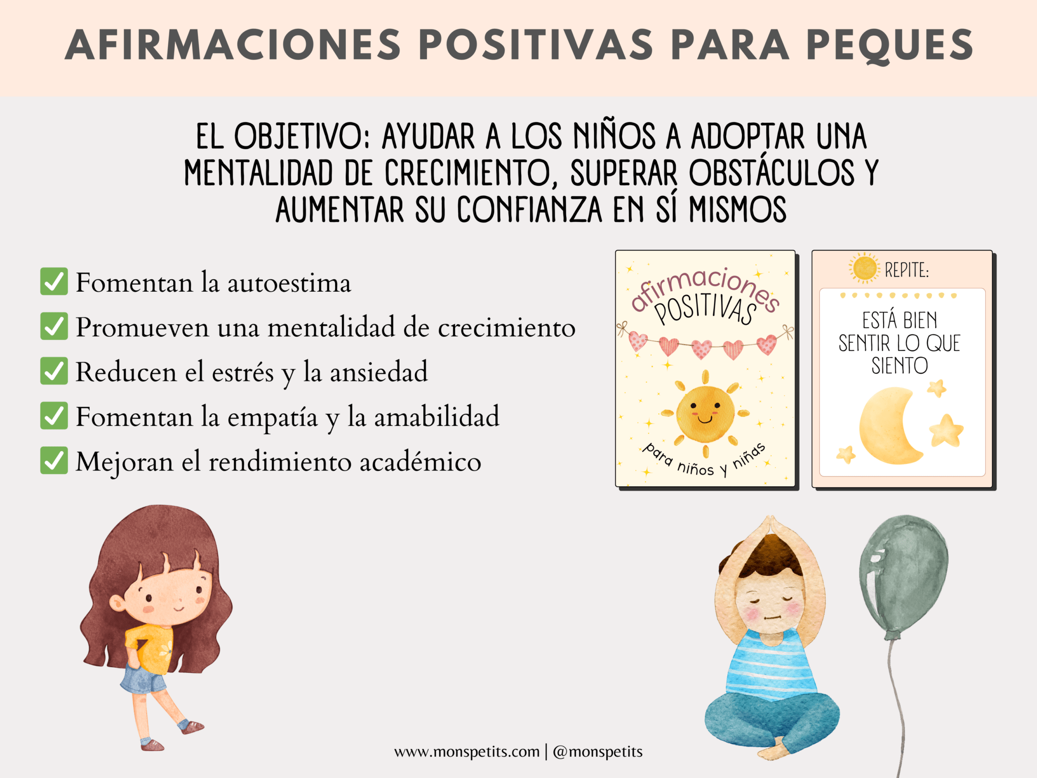 Afirmaciones positivas para peques: 52 tarjetas imprimibles para ...