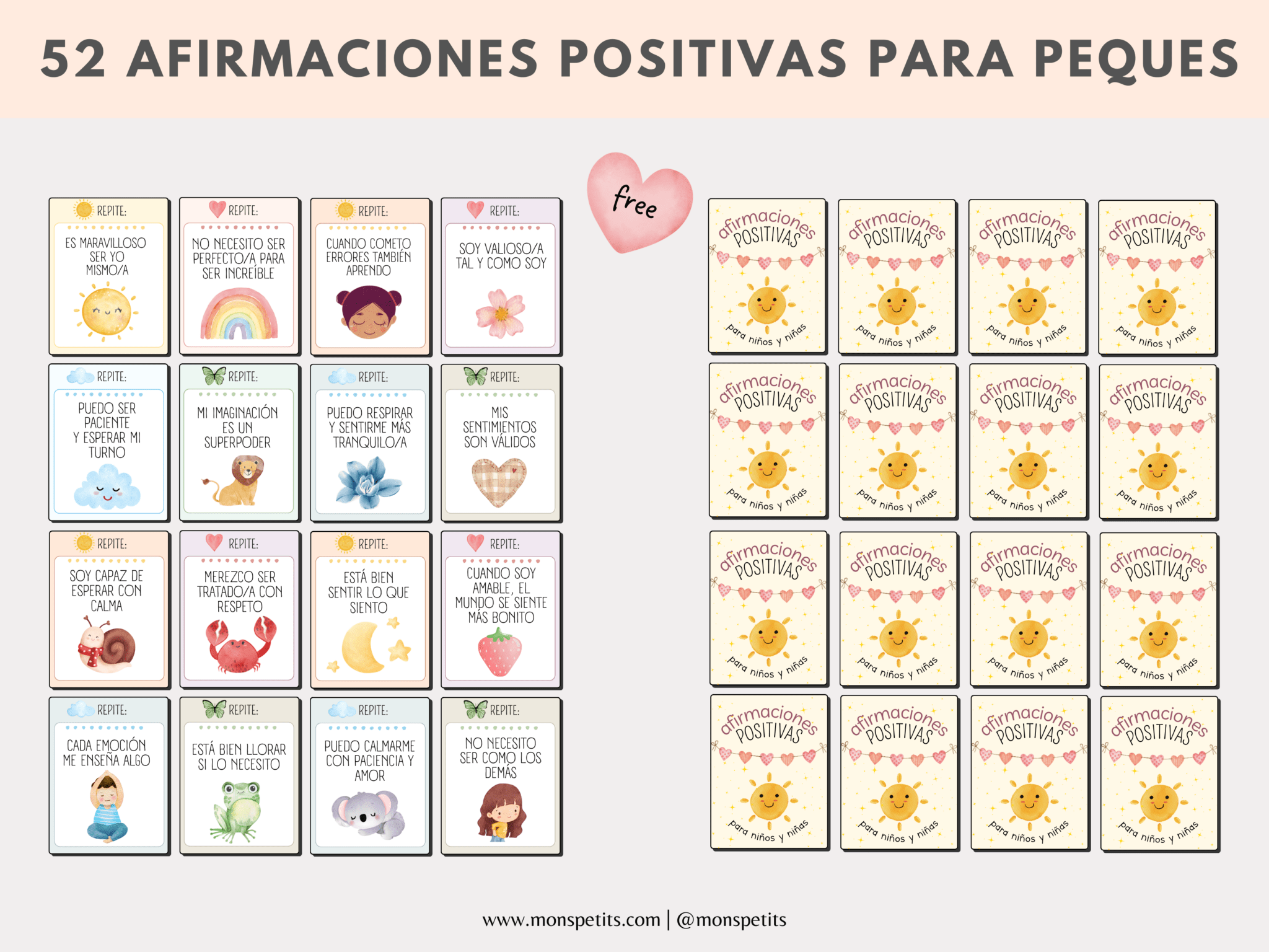 Afirmaciones positivas para peques: 52 tarjetas imprimibles para ...