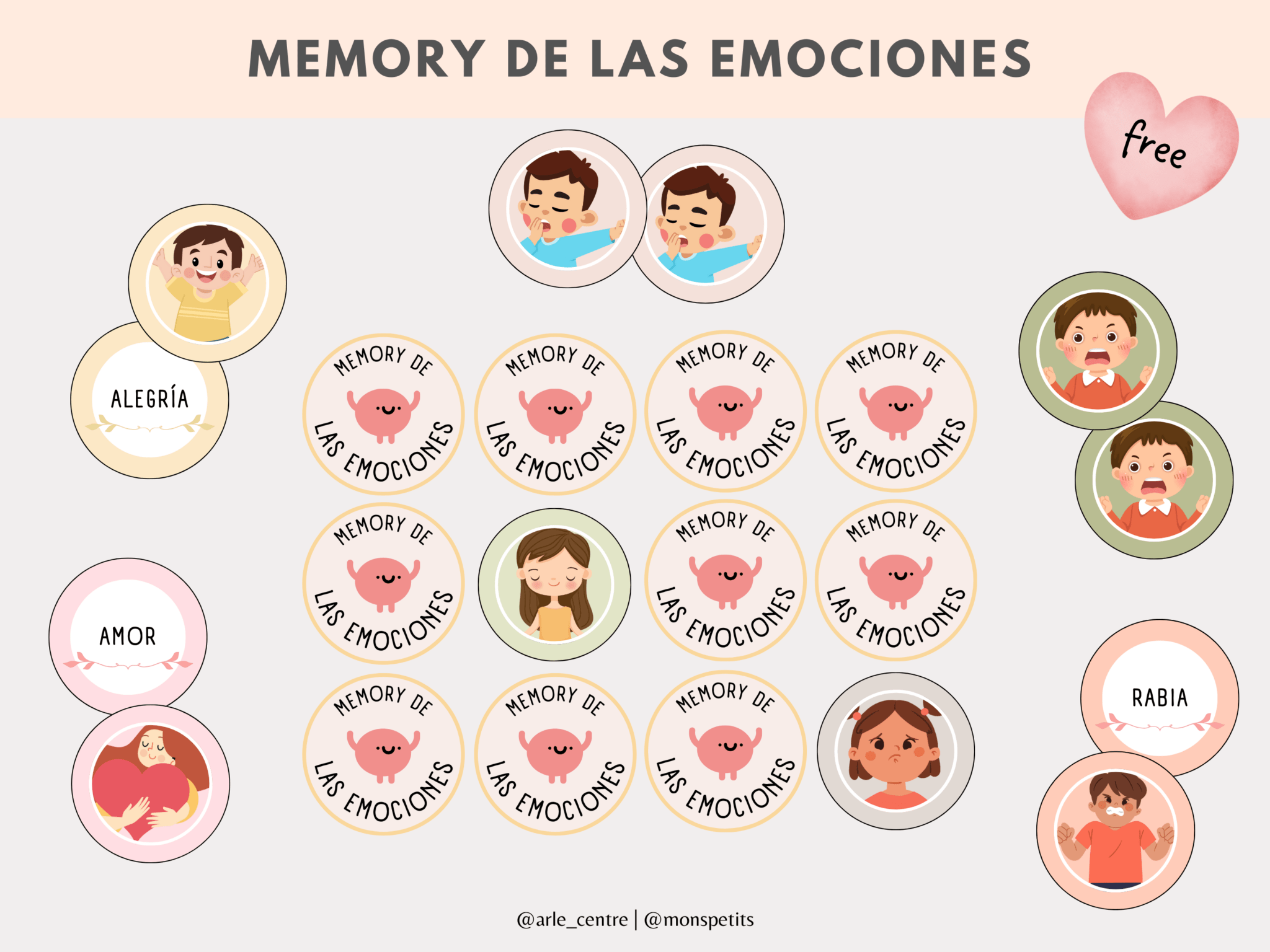 Memory de las emociones para niños y niñas (+ PDF gratis) – MonsPetits